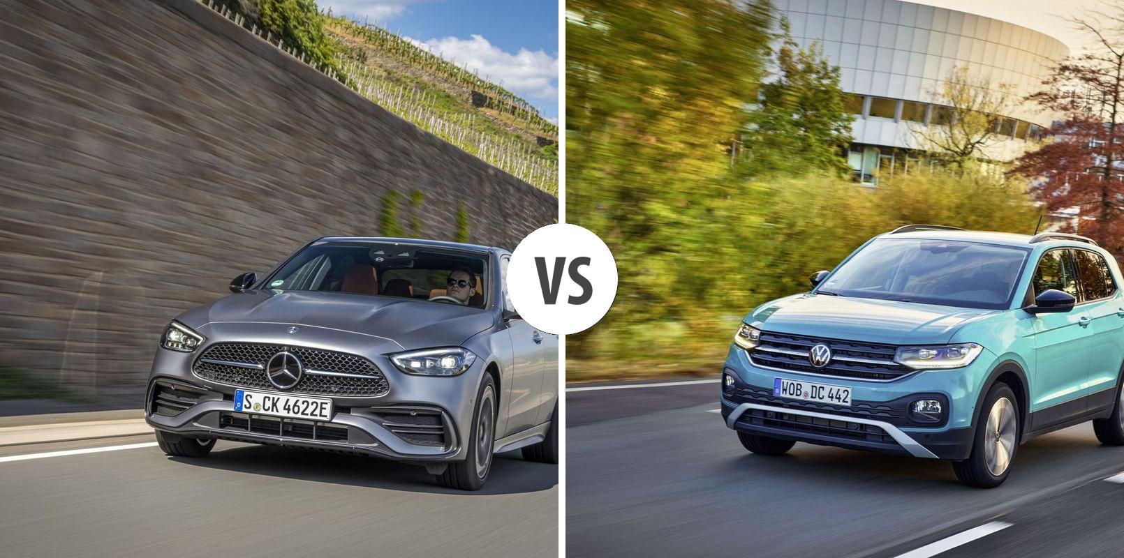 Mercedes C Class Sedan vs VW T-Cross comparatif - différences, prix et ...